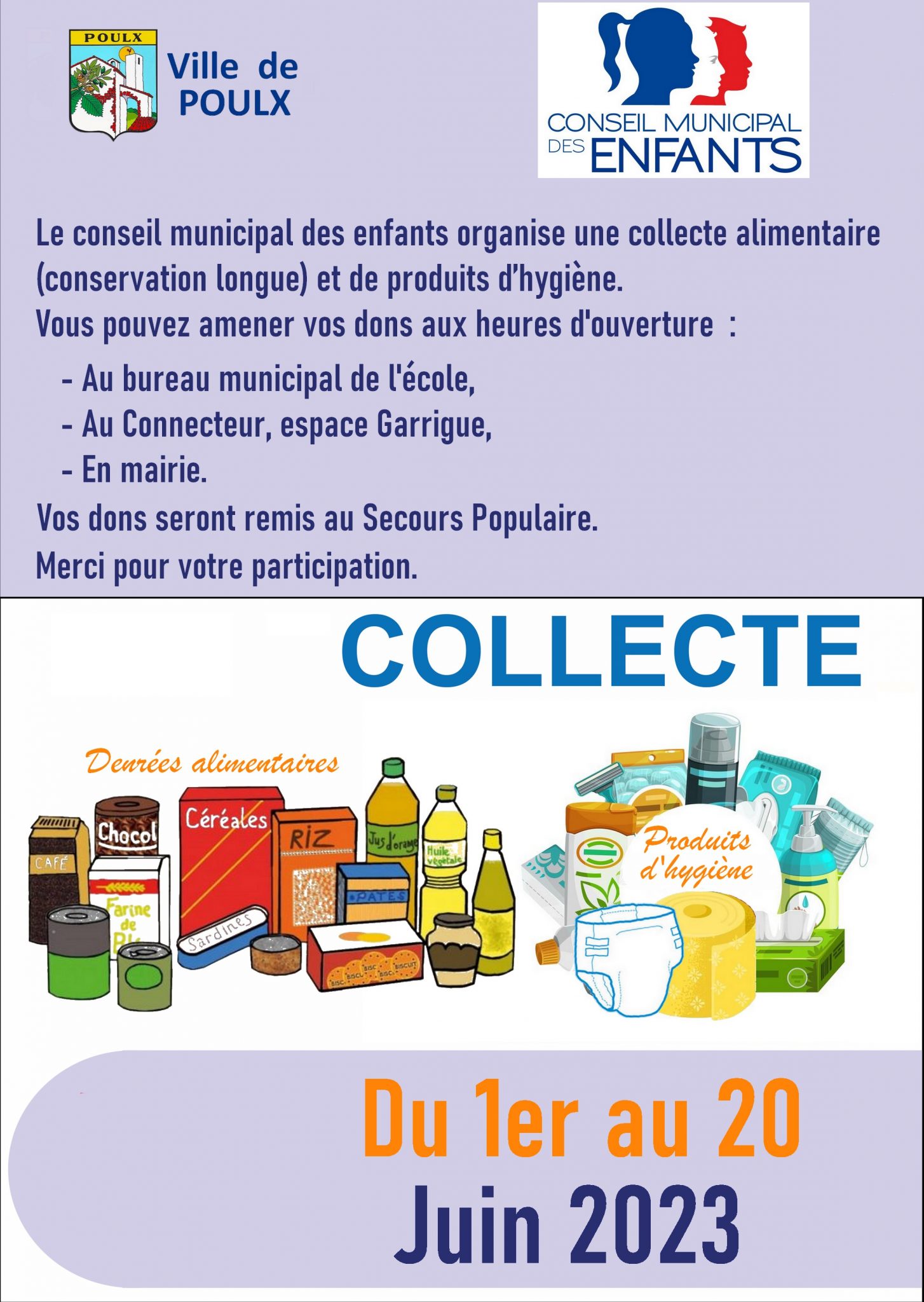Conseil municipal des enfants - Collecte alimentaire et produits d ...